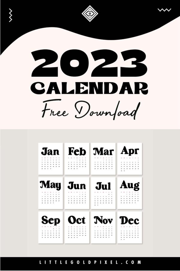 Free Printable Minimal Calendar for 2023 • Little Gold Pixel