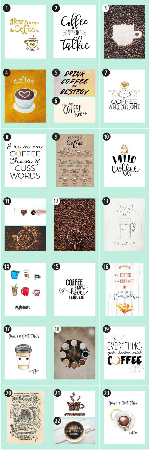 Coffee Free Printables: 180+ Ultimate Guide • Little Gold Pixel