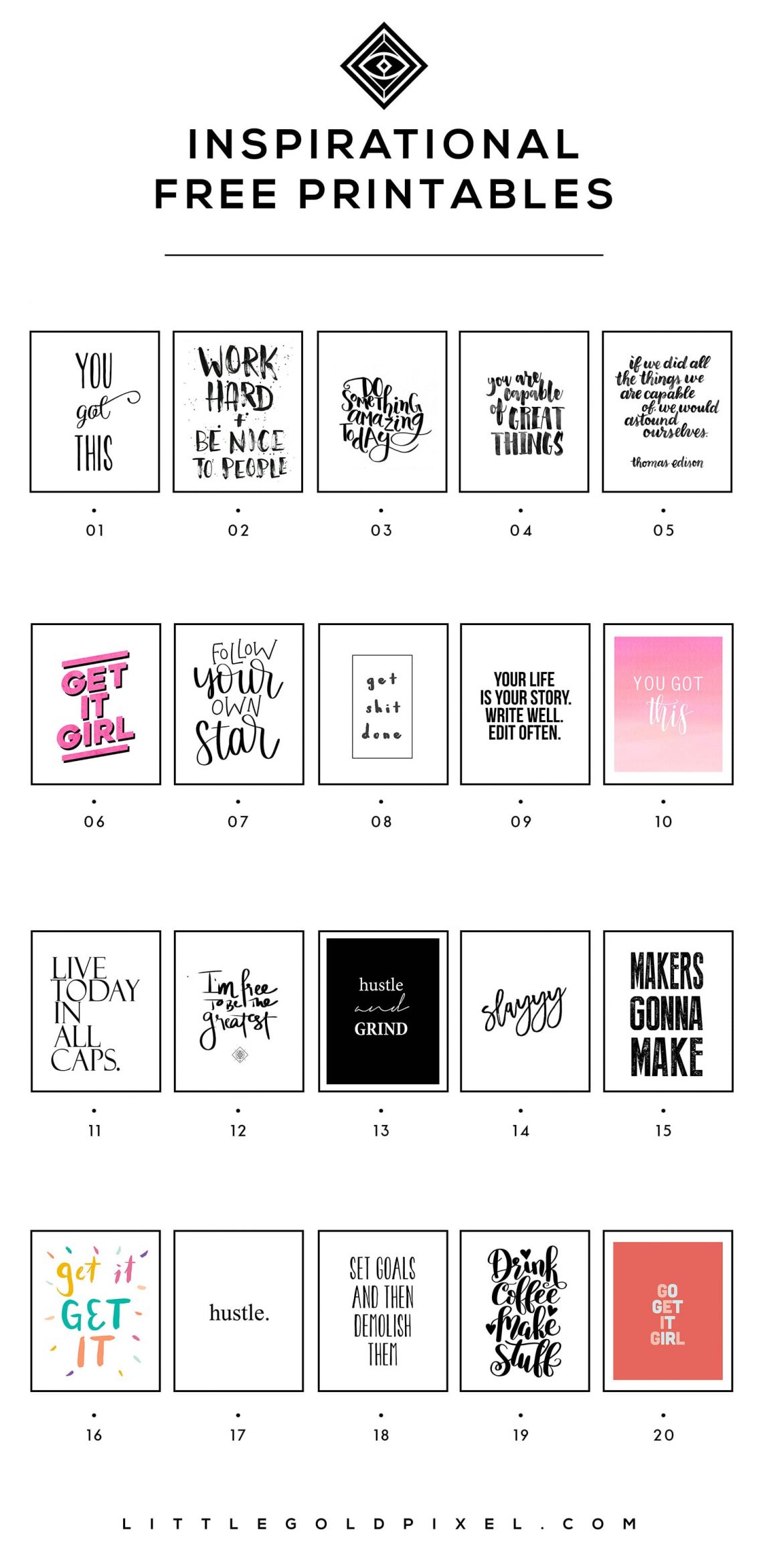 20 Inspiring Printables for 2018 • Little Gold Pixel