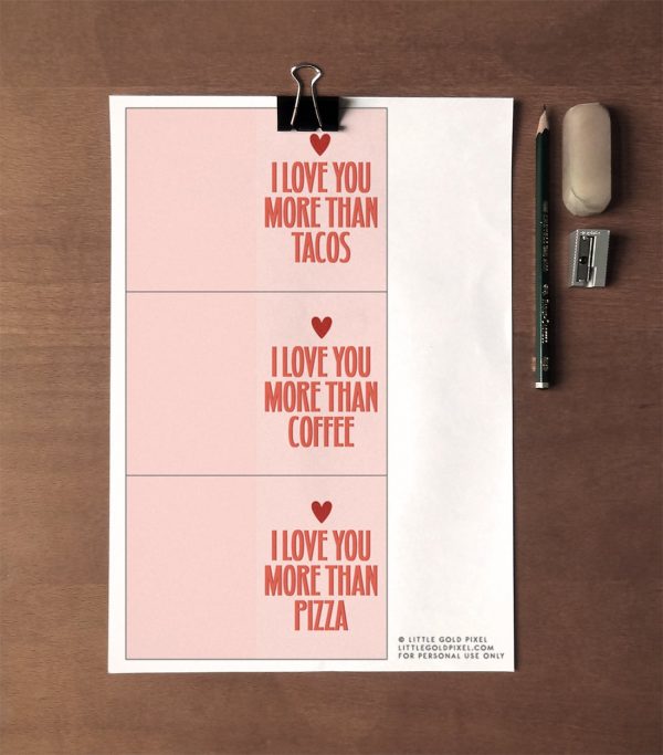 Funny Valentine's Mini Cards • Free Printable • Little Gold Pixel